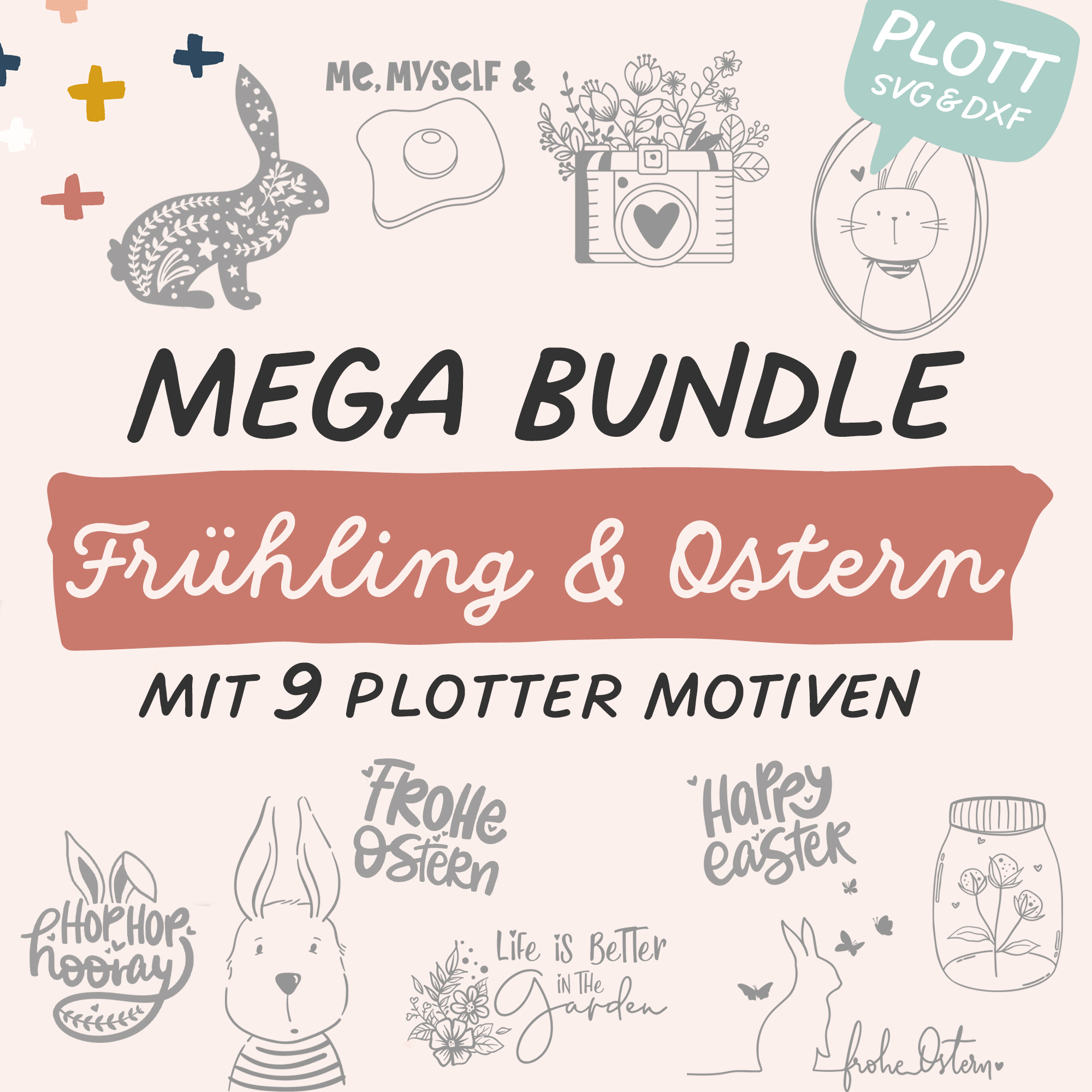 Plotterdateien MEGA Bundle Frühling & Ostern - Hello Goldmarie